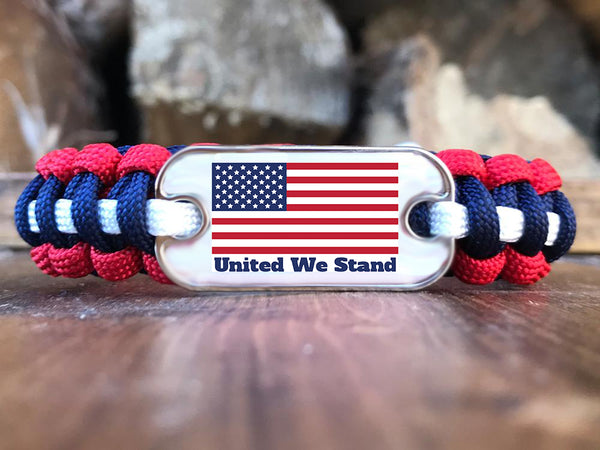 United We Stand Dog Tag Paracord Bracelet Handmade By Heroes